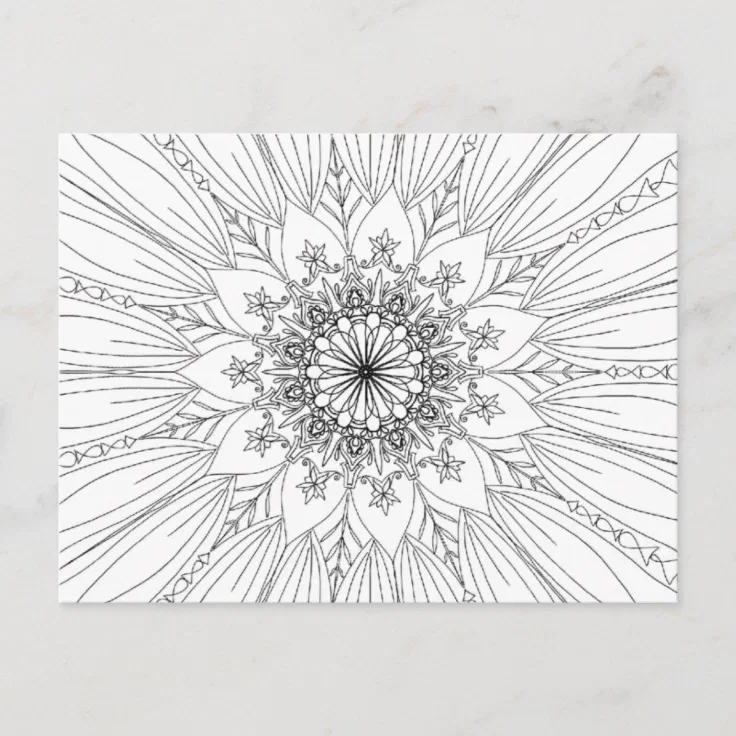 Mandala flower coloring floral pattern postcard | Zazzle