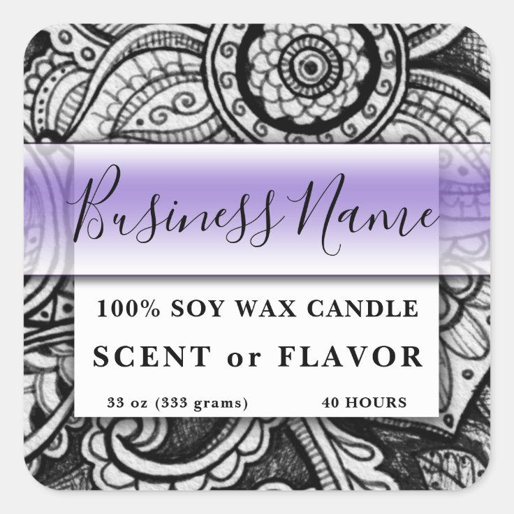 Mandala Homemade Food Bakery Kitchen Candle Square Sticker | Zazzle