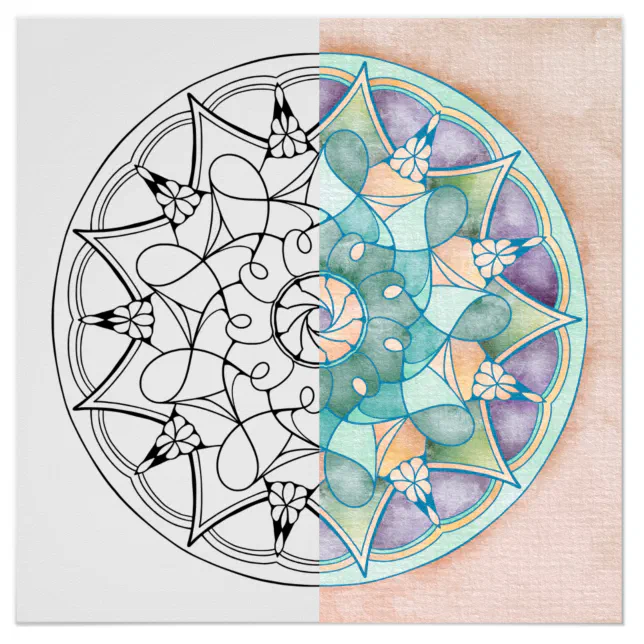 Mandala Large Adult Coloring Poster | Zazzle