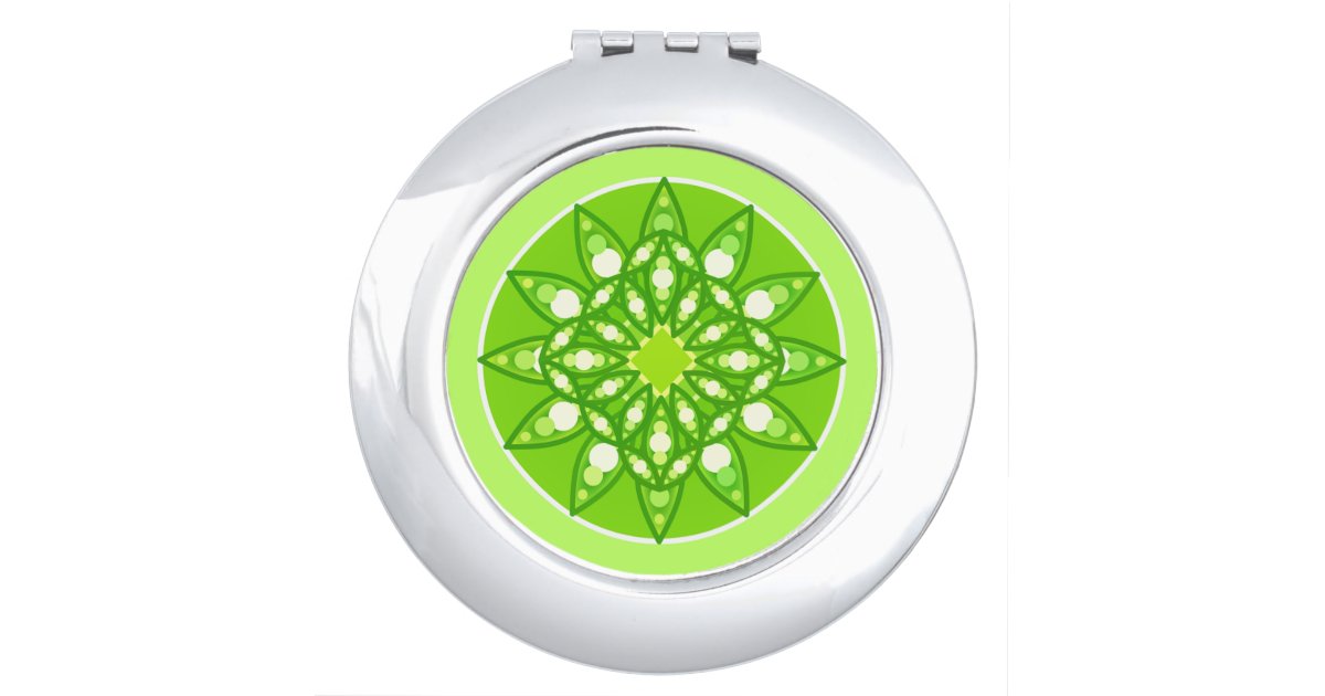 Mandala Pattern in Shades of Lime Green Compact Mirror | Zazzle