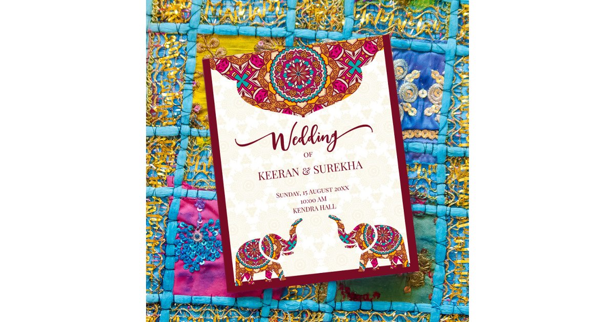 Mandala rangoli elephant budget wedding invitation | Zazzle