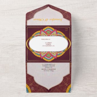 Mandalas on a Maroon background All In One Invitation | Zazzle