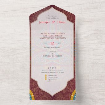 Mandalas on a Maroon background All In One Invitation | Zazzle