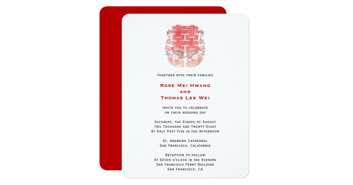 Mandarin Ducks & Double Happiness Chinese Wedding Invitation | Zazzle.com