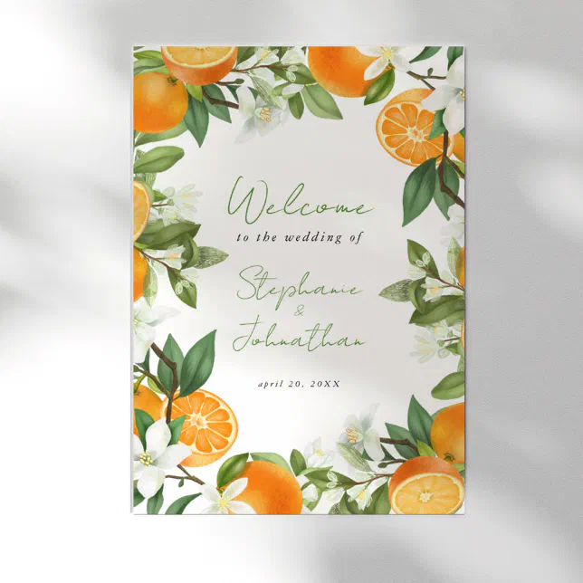 Mandarin Orange Watercolor Wedding Welcome Poster | Zazzle