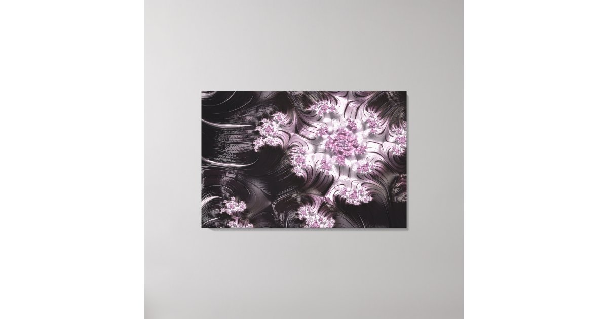 Mandelbrot Set Fractal Digital Art Pink & Black Canvas Print | Zazzle
