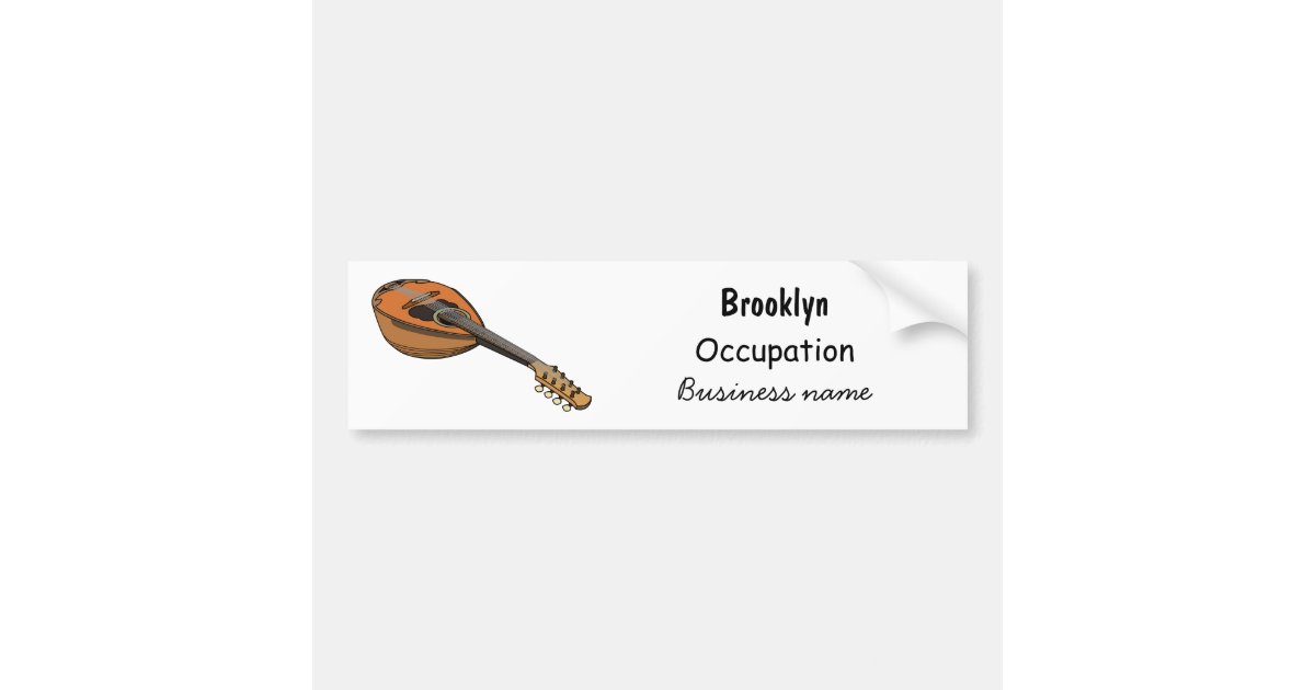 Mandolin cartoon illustration bumper sticker | Zazzle