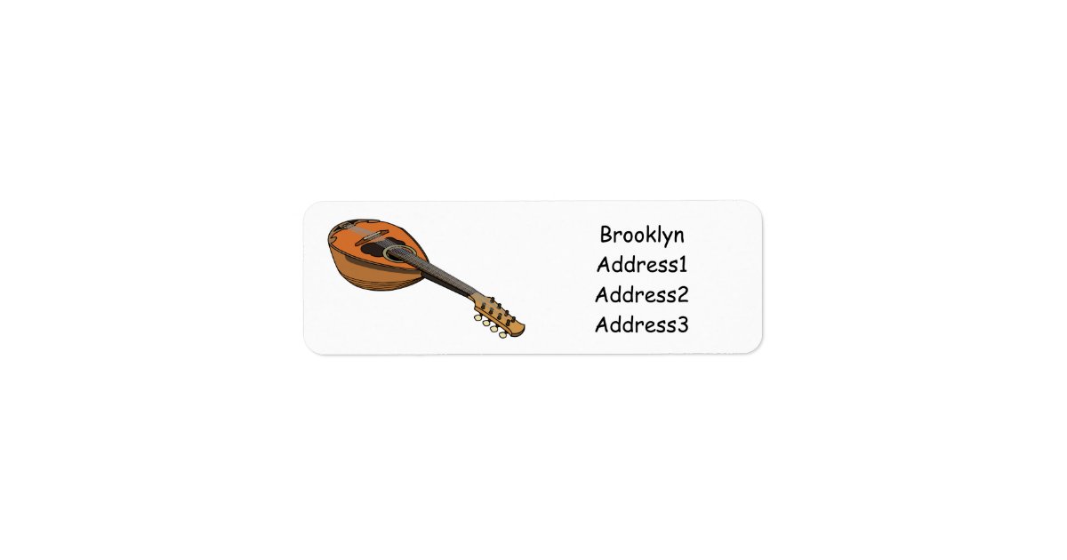Mandolin cartoon illustration label | Zazzle