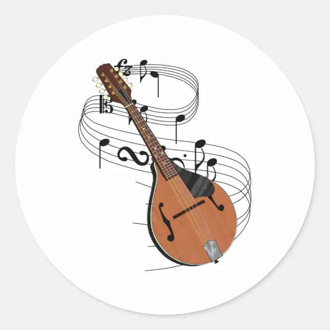 Mandolin Classic Round Sticker | Zazzle