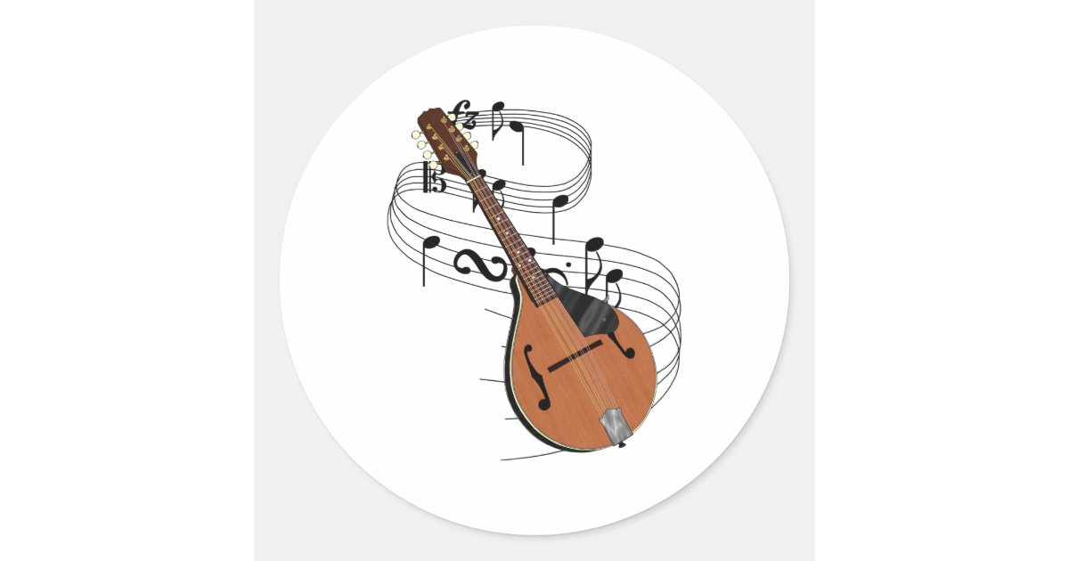 Mandolin Classic Round Sticker | Zazzle