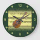 Mandolin~Rolled Sheet Music~Gold/Green Background~ Large Clock | Zazzle