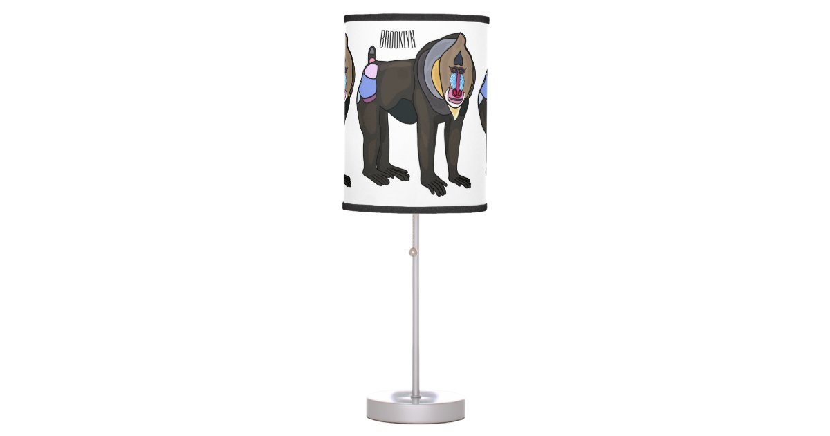 Mandrill cartoon illustration table lamp | Zazzle