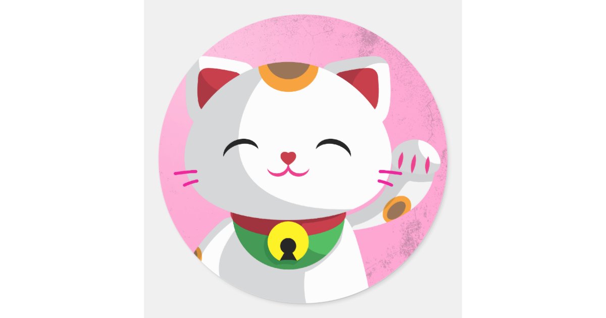 Maneki Neko Classic Round Sticker | Zazzle