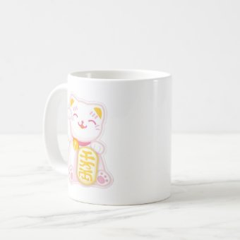 maneki neko pink coffee mug | Zazzle
