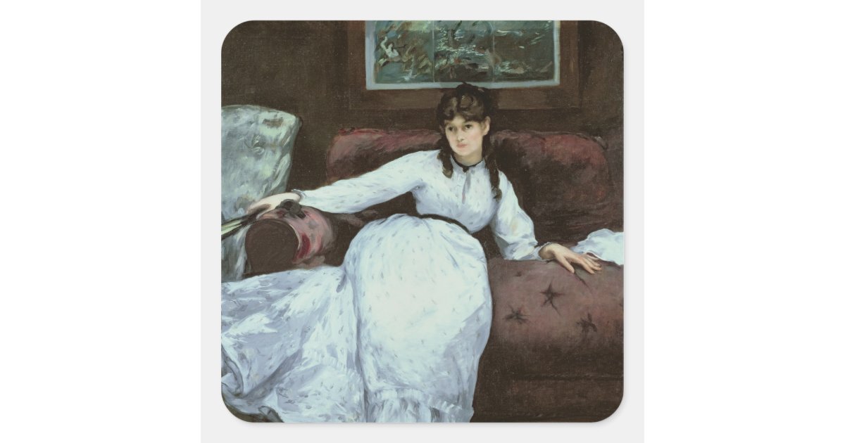 Manet | The Rest, portrait of Berthe Morisot Square Sticker | Zazzle