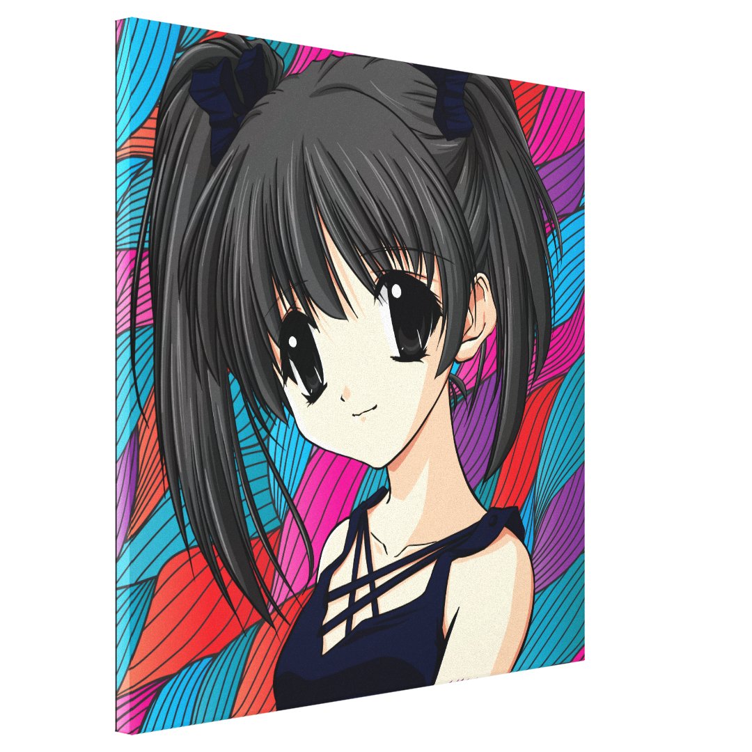 Manga Anime Girl Wrapped Canvas | Zazzle