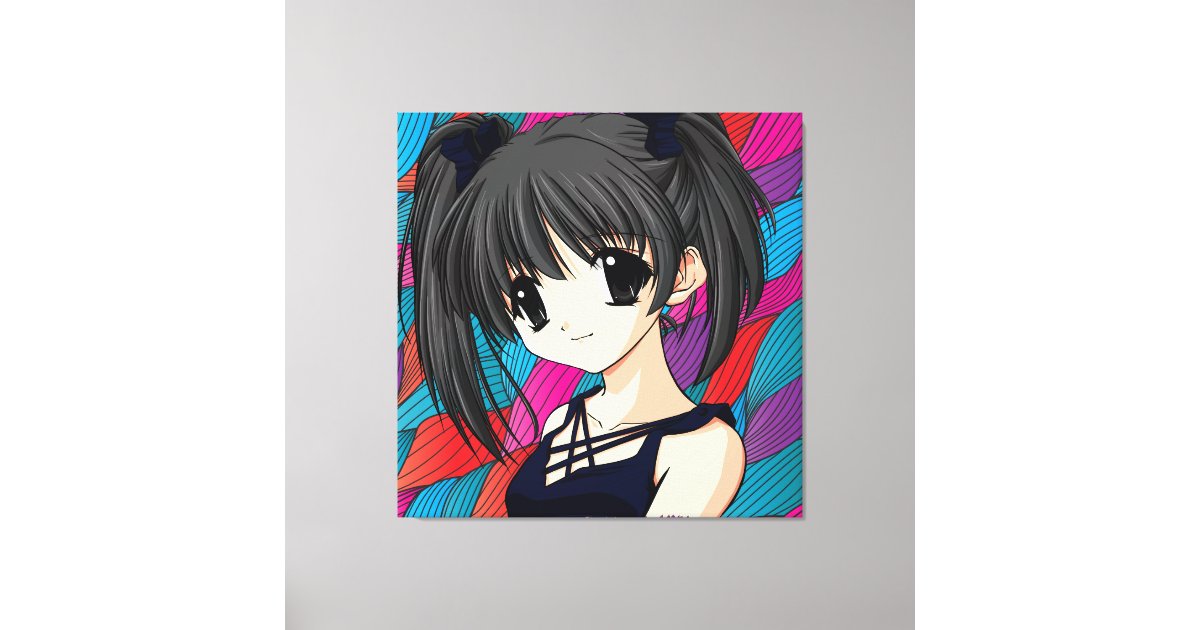 Manga Anime Girl Wrapped Canvas | Zazzle