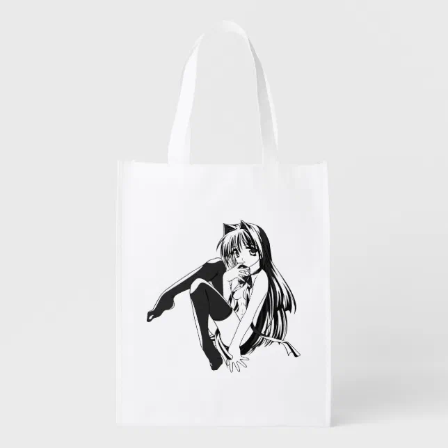 Manga, Neko Catgirl Furry Kawaii Loli Grocery Bag | Zazzle