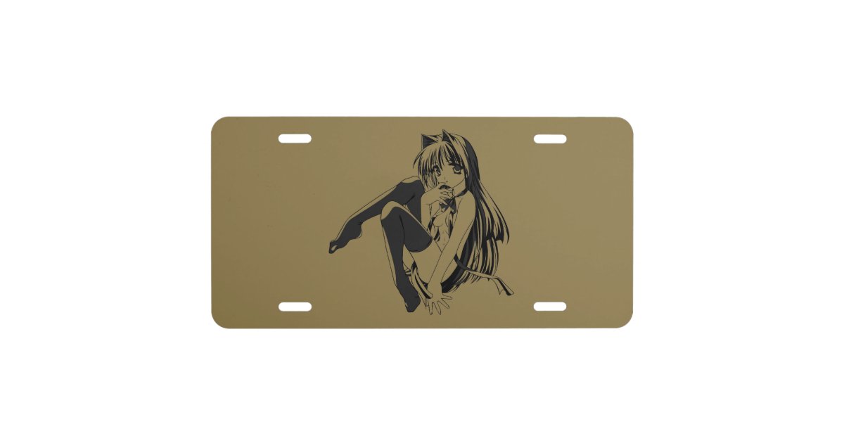 Manga, Neko Catgirl Furry Kawaii Loli License Plate | Zazzle
