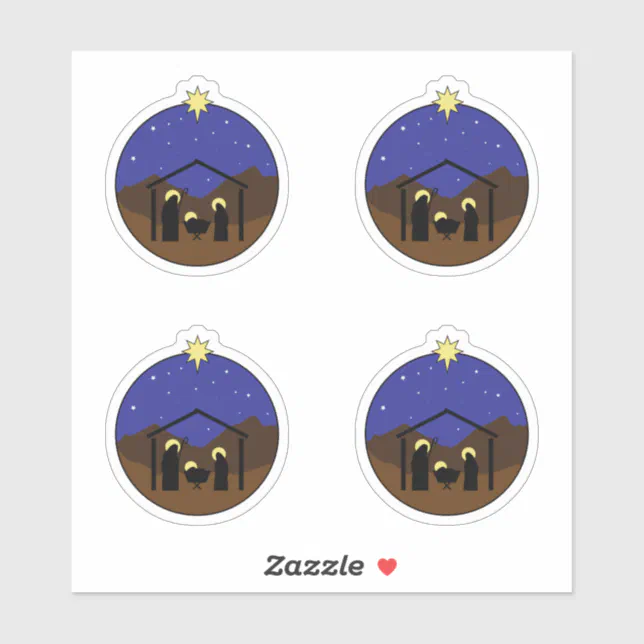 Manger Christmas Nativity Scene Sticker | Zazzle