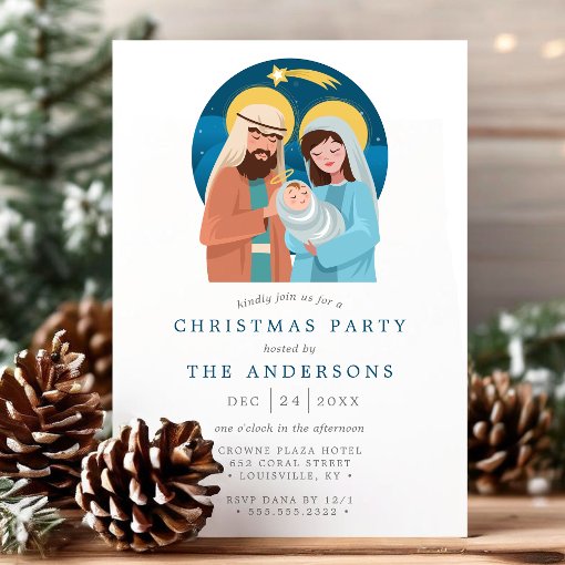 Manger Nativity Christian Christmas Party Invitation | Zazzle