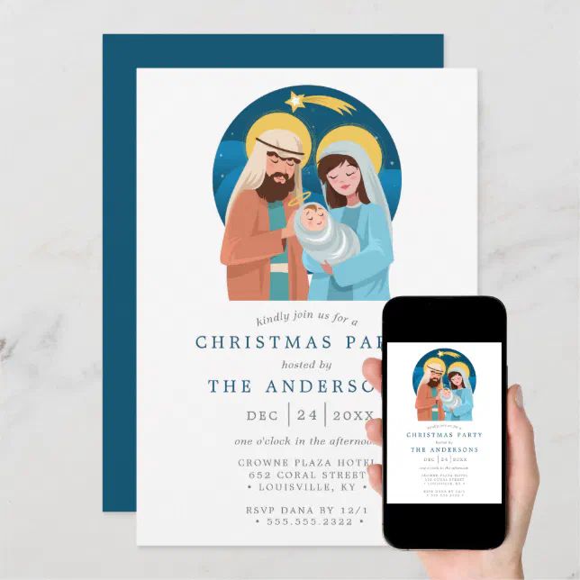 Manger Nativity Christian Christmas Party Invitation | Zazzle