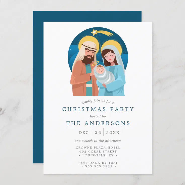 Manger Nativity Christian Christmas Party Invitation | Zazzle