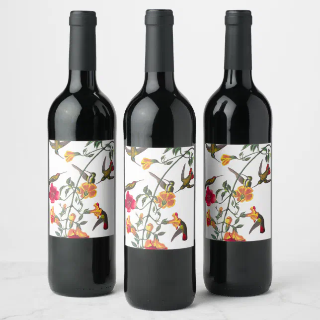 Mango Hummingbird by John James Audubon Wine Label | Zazzle