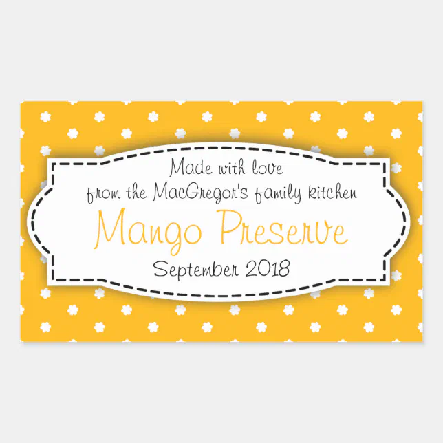Mango preserve jam orange food label sticker | Zazzle