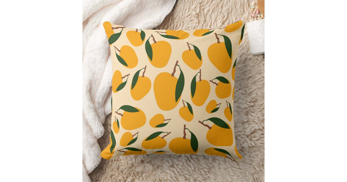 Mango Summer Fruit Pattern Throw Pillow | Zazzle