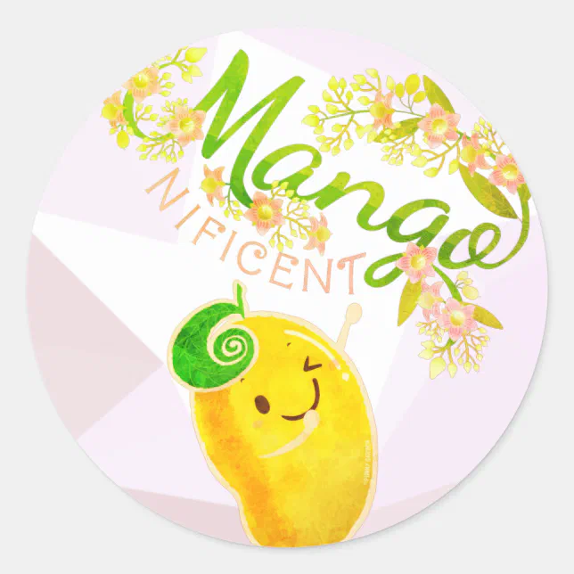Mangonificent - Punny Garden Classic Round Sticker | Zazzle