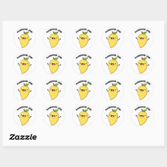 Mangood Job Funny Mango Fruit Pun Classic Round Sticker | Zazzle