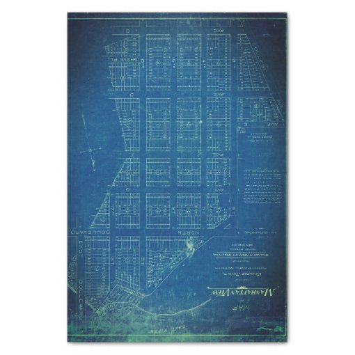 Manhattan Blueprint 18lb Decoupage Sheet | Zazzle