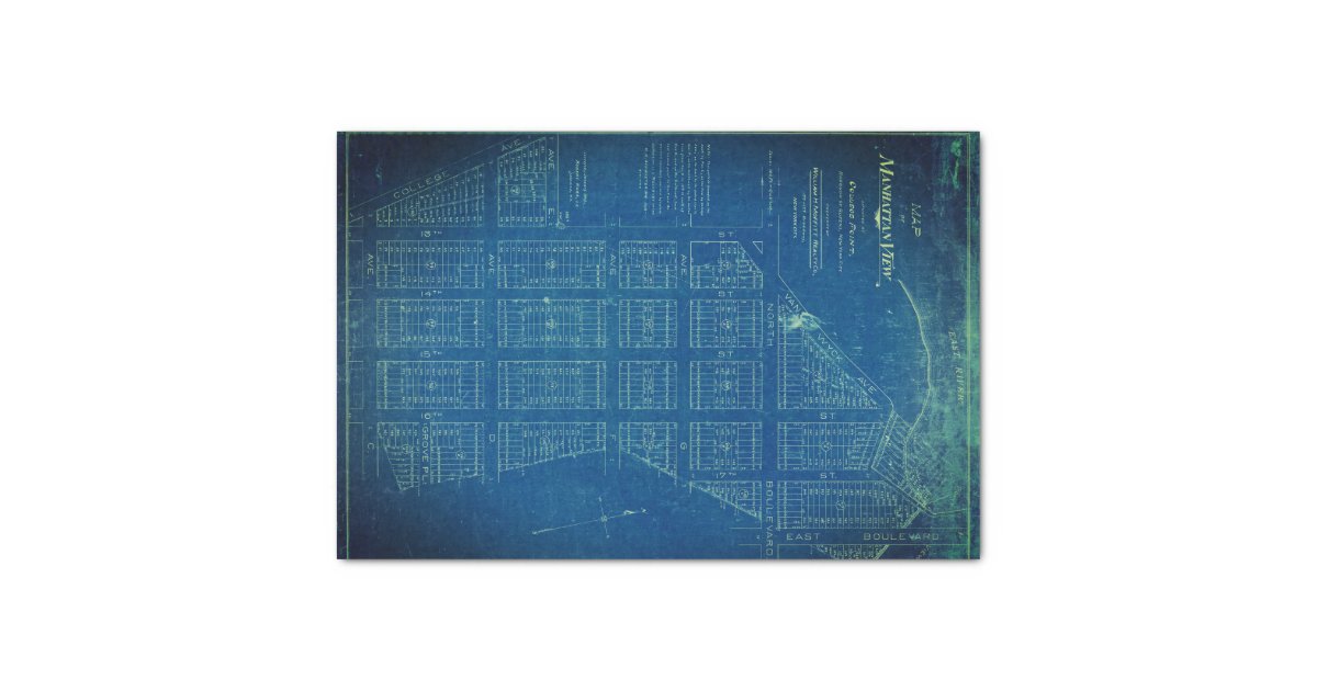 Manhattan Blueprint 18lb Decoupage Sheet | Zazzle