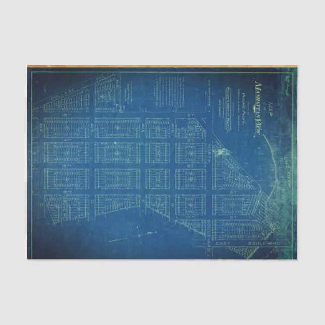 Manhattan Blueprint 18lb Decoupage Sheet | Zazzle