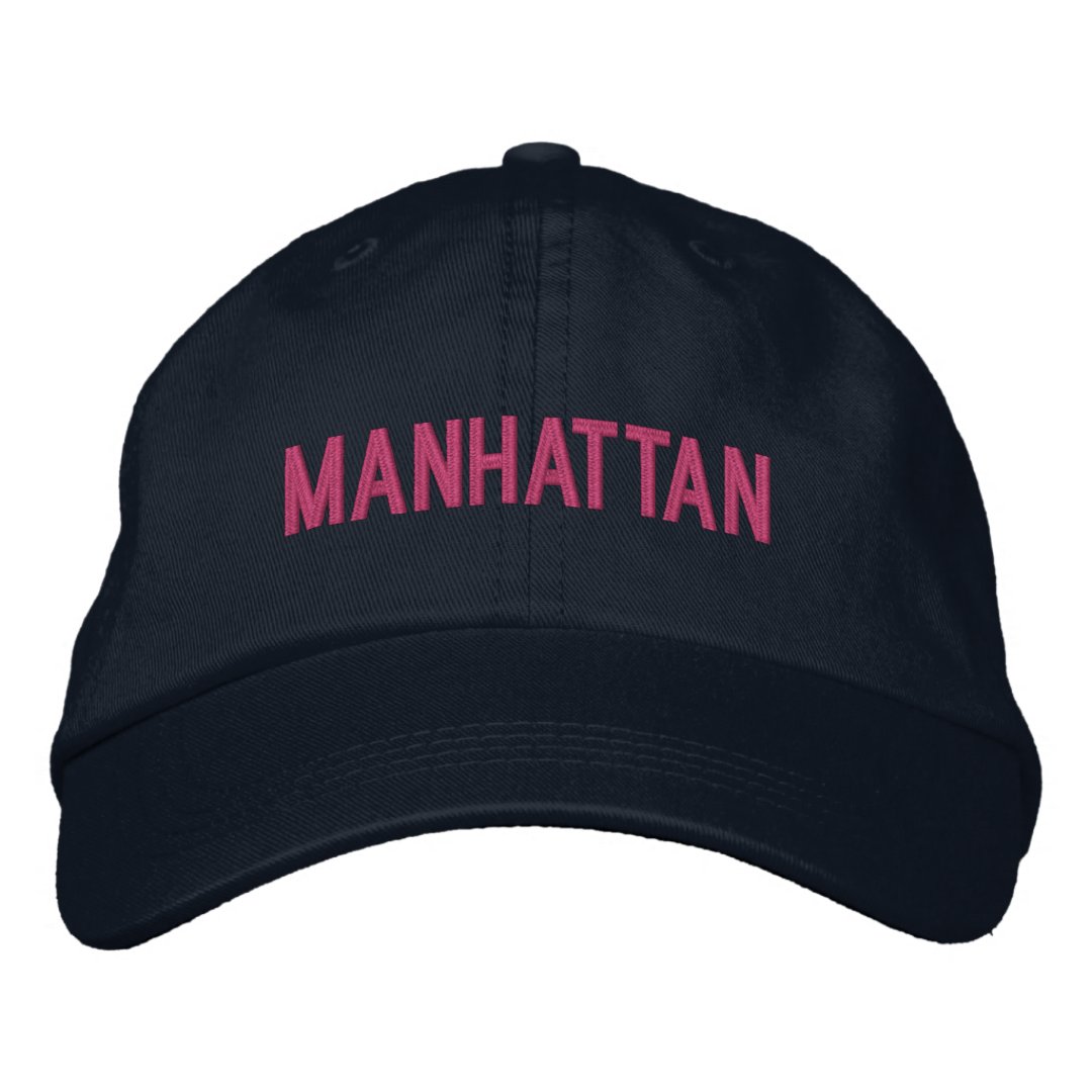 MANHATTAN EMBROIDERED BASEBALL CAP | Zazzle