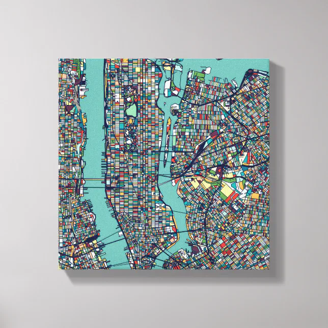 Manhattan New York Map Canvas Print | Zazzle