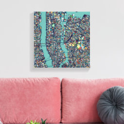 Manhattan New York Map Canvas Print | Zazzle