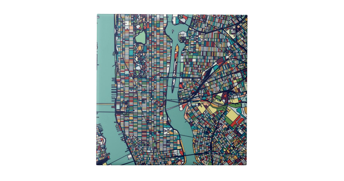 Manhattan New York Map Ceramic Tile | Zazzle
