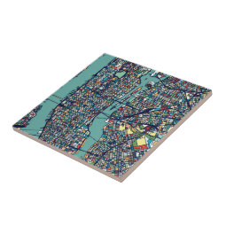 Manhattan New York Map Ceramic Tile | Zazzle