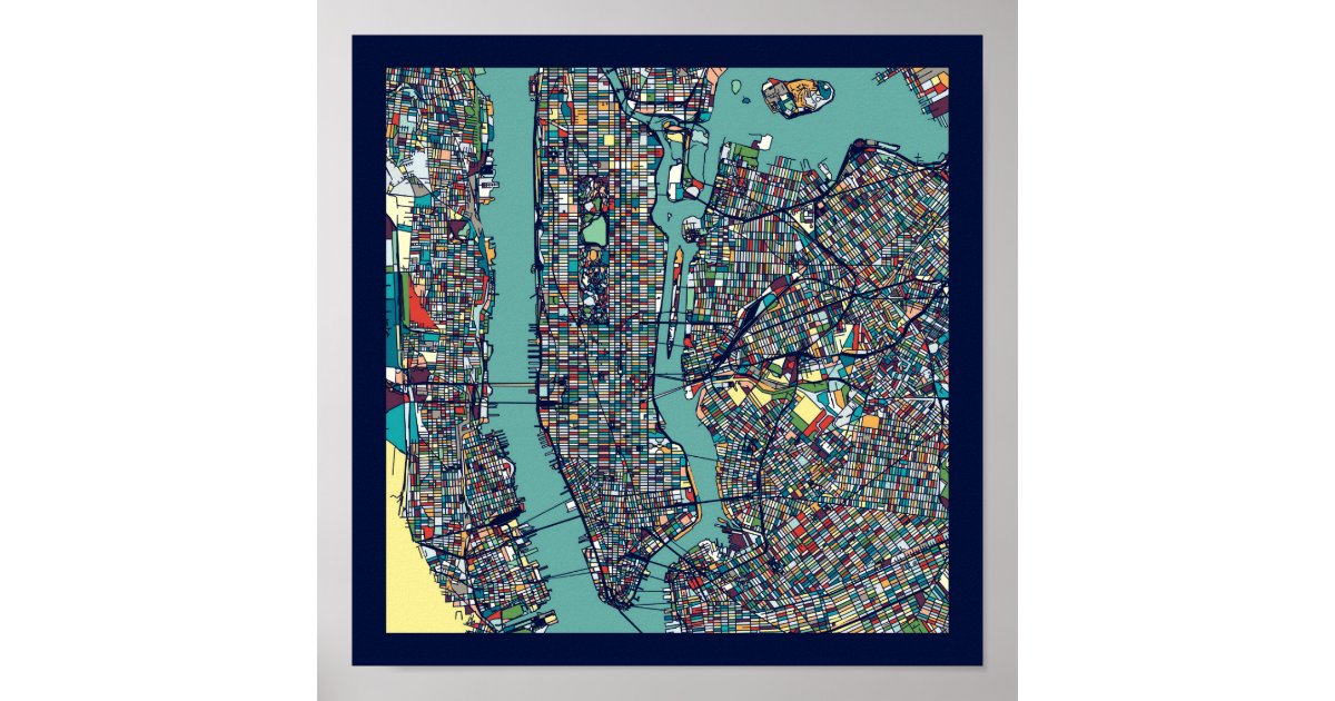 Manhattan New York Map Poster | Zazzle
