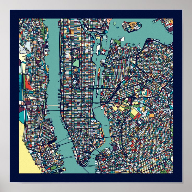 Manhattan New York Map Poster | Zazzle