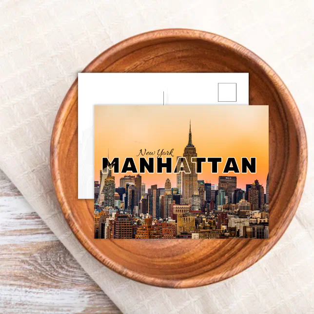 Manhattan New York Skyline Travel Postcard | Zazzle