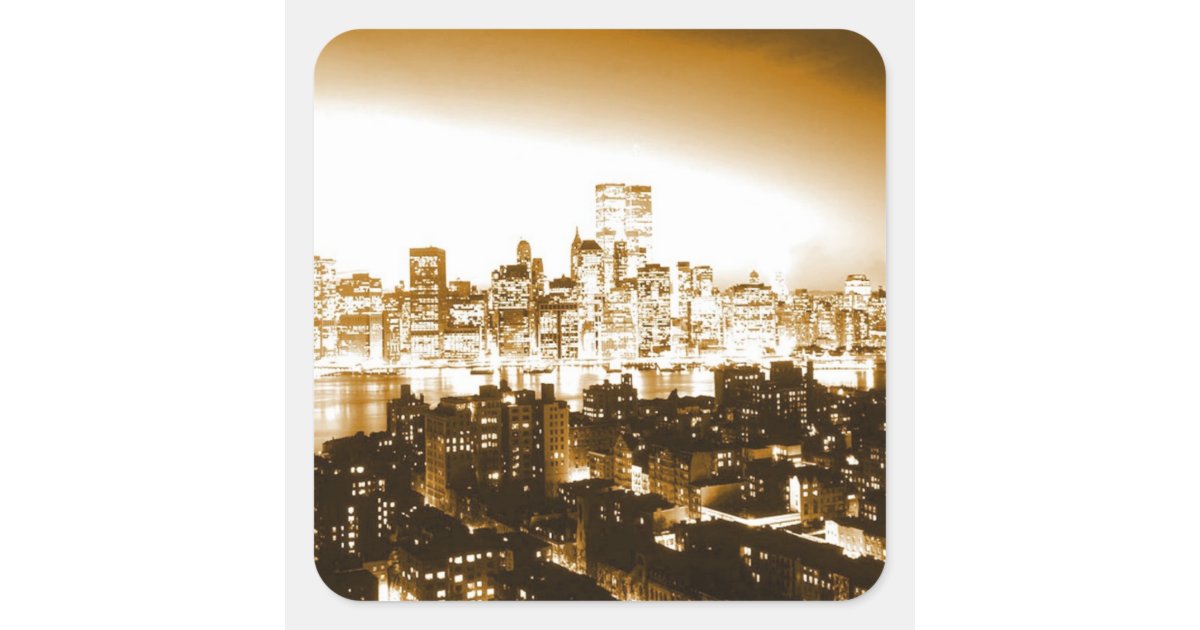 Manhattan New York Square Sticker | Zazzle