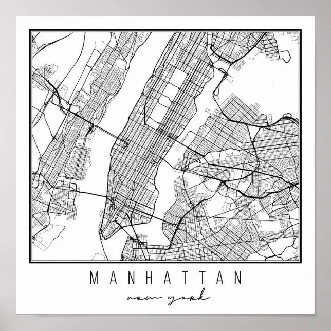 Manhattan New York Street Map Poster | Zazzle