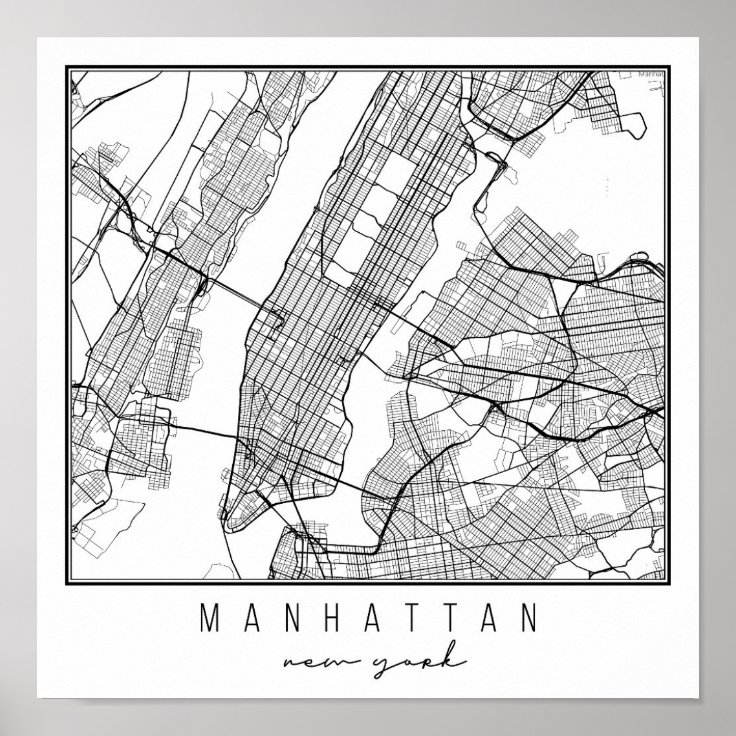 Manhattan New York Street Map Poster | Zazzle