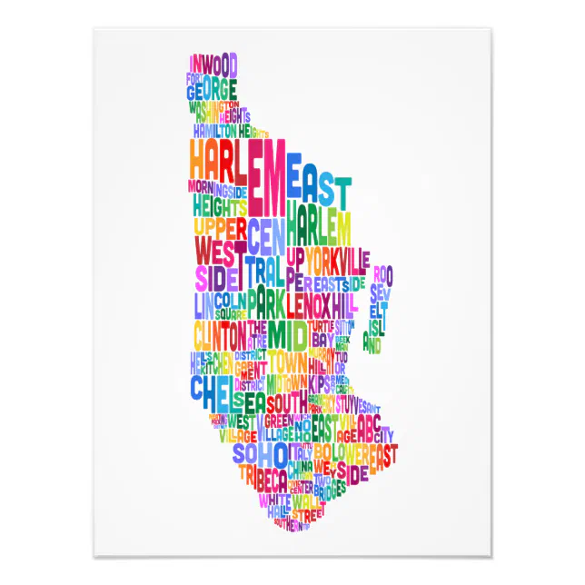 Manhattan New York Typography Text Map Photo Print | Zazzle