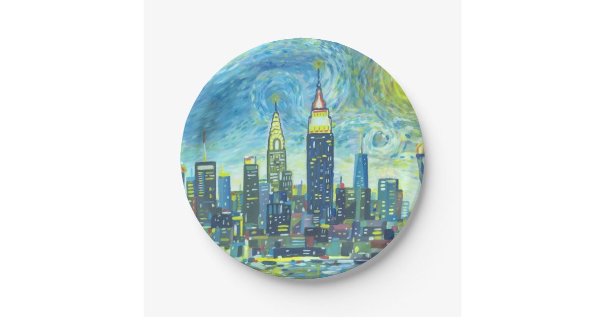 Manhattan skyline paper plates | Zazzle