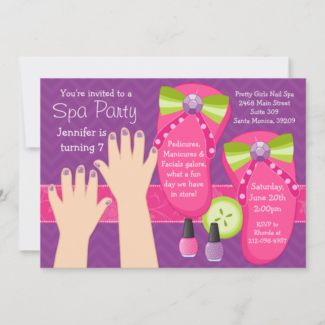 Mani Pedi Spa Birthday Party Invitation | Zazzle