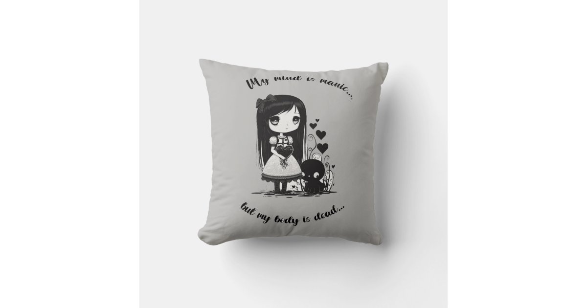 Manic mind, dead body t-shirt throw pillow | Zazzle
